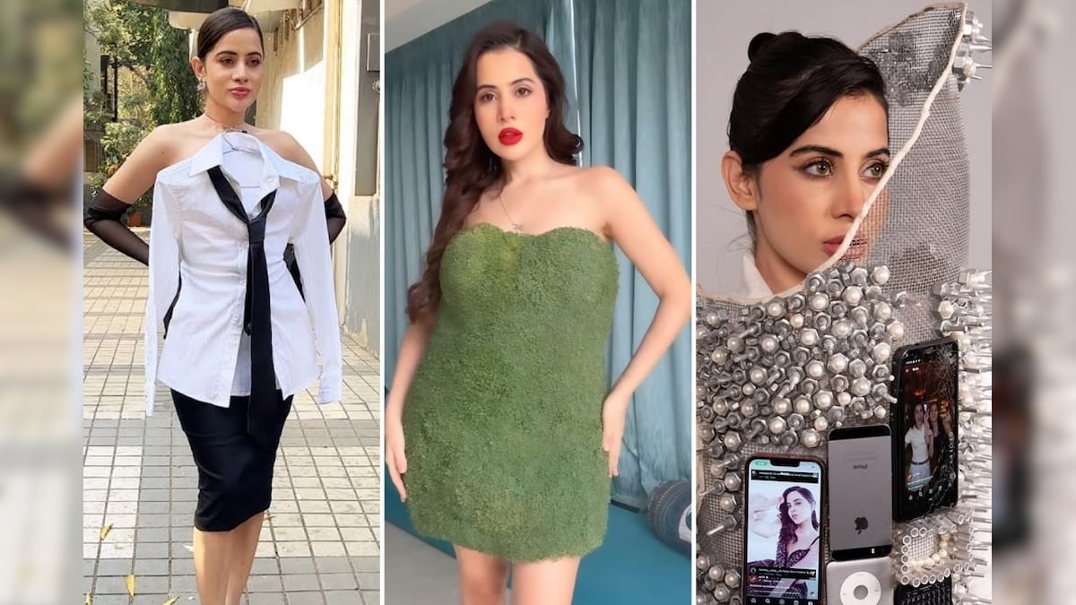 Urfi Javed Dresses Photos: ਕਦੇ ਘਾਹ ਦੀ ਡਰੈਸ, ਕਦੇ ਹੈਂਗਰ...ਉਰਫੀ ਦੀਆਂ ਇਹ ...