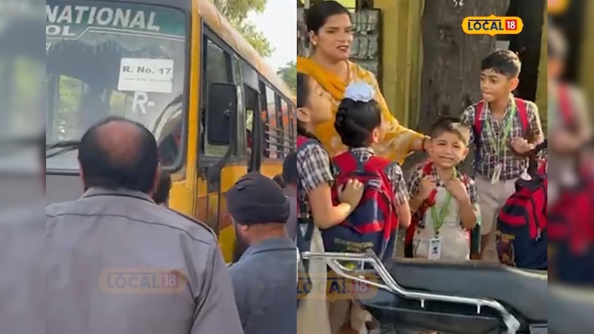 School bus full children collides private bus window broken children ...