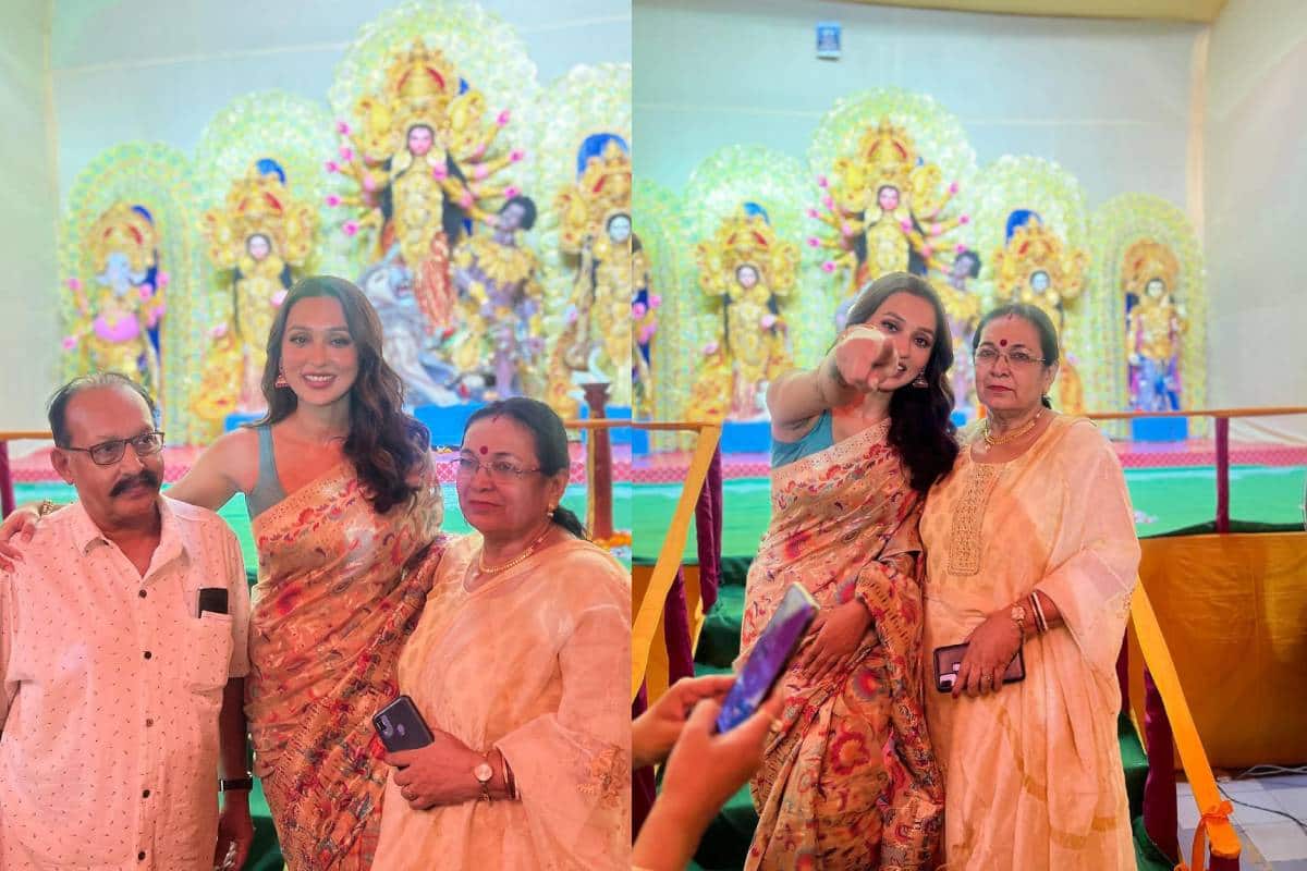 Mimi Chakraborty Durga Puja: পঞ্চমীতে ঢাক বাজিয়ে ঠাকুর আনলেন ঘরে, উৎসব ...
