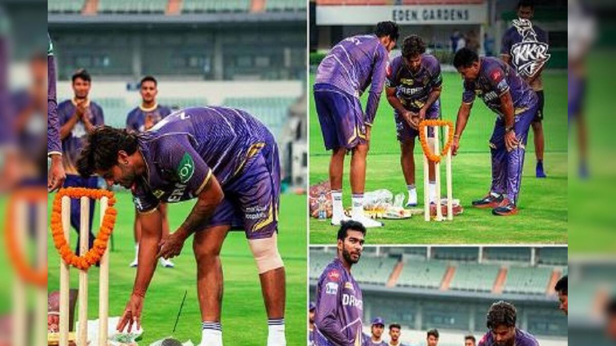 KKR Practice: উইকেটে মালা, নারকেল ফাটিয়ে শুরু কেকেআরের অনুশীলন! তবু ...