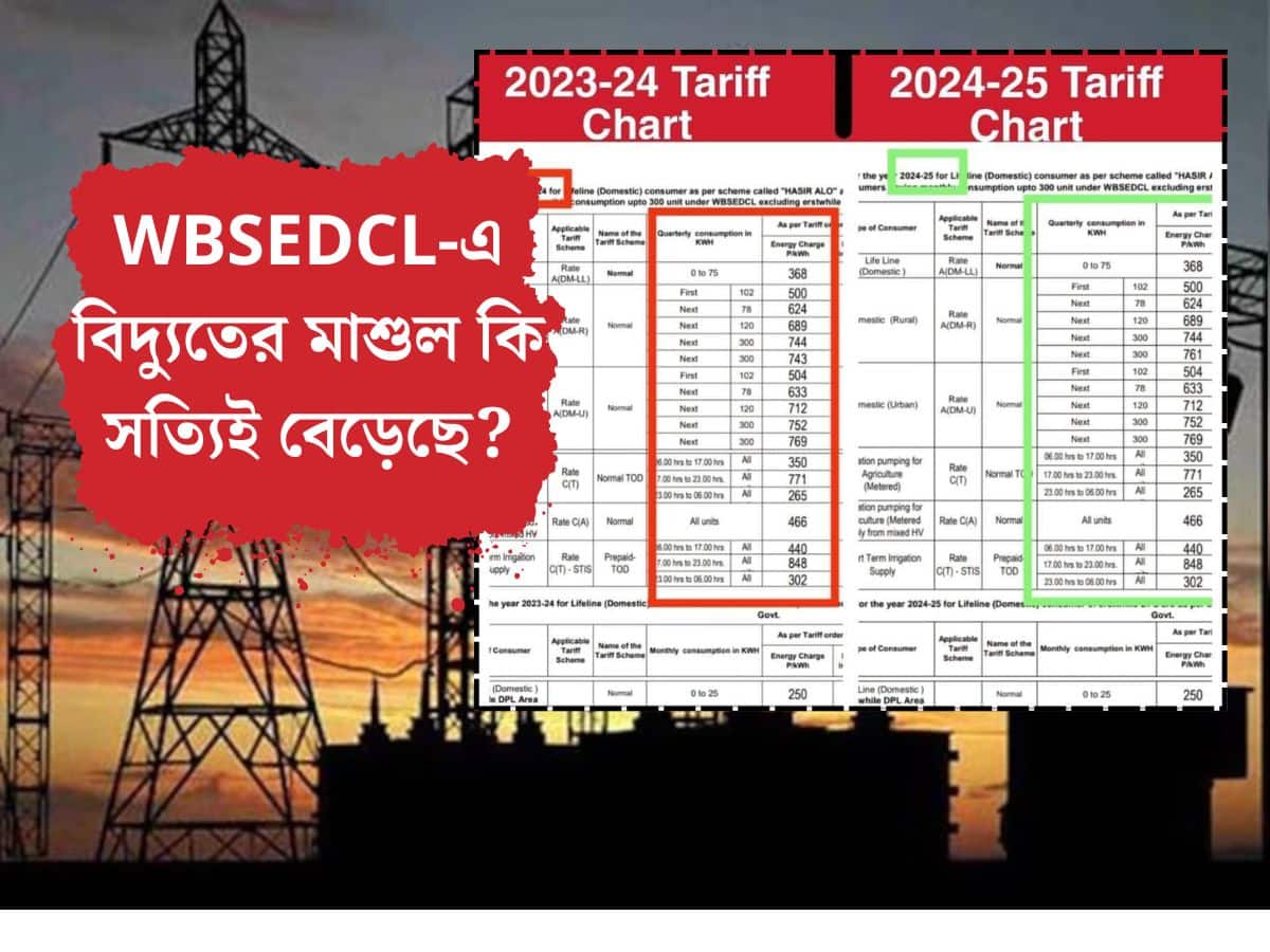 WBSEDCL Tariff Hike: WBSEDCL-এ বিদ্যুতের মাশুল কি সত্যিই বেড়েছে? সংস্থা দিল বয়ান, আসল সত্যিটা ...