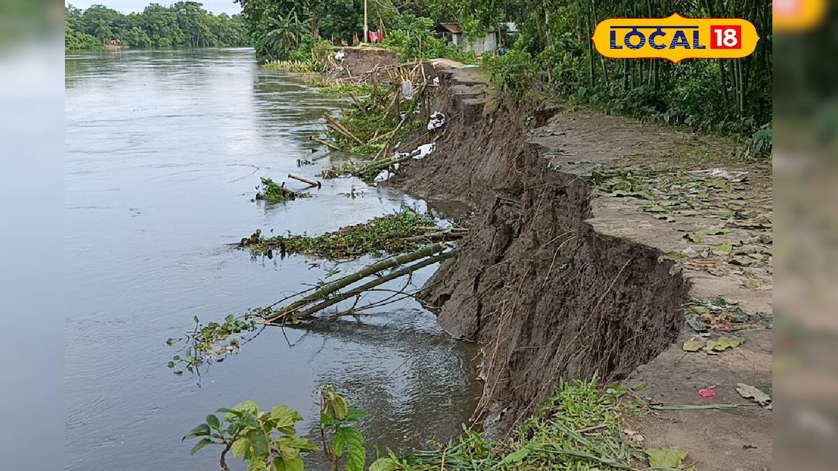 টানা বৃষ্টিতে রায়ডাক নদীর বাঁধ ভেঙে গেল | River Erosion: Raidak river ...