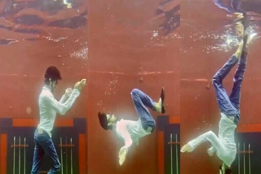 amazing video man doing underwater moonwalk upside down social media ...