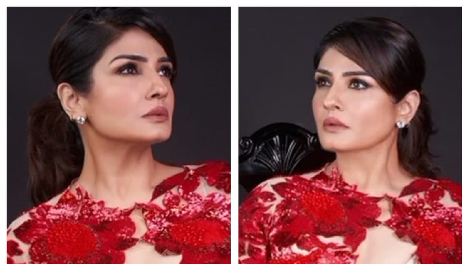 bollywood actress raveena tandon bold photoshoot as she shows cleavage ...