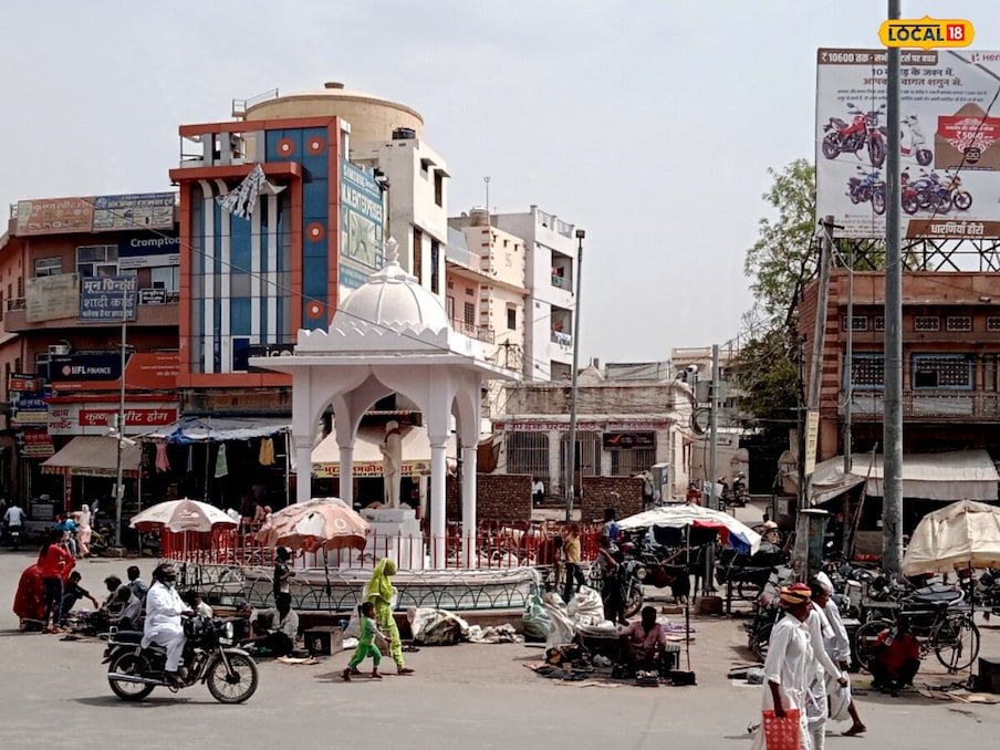 Gandhi chowk is the heart of nagaur here shops are decorated with ...