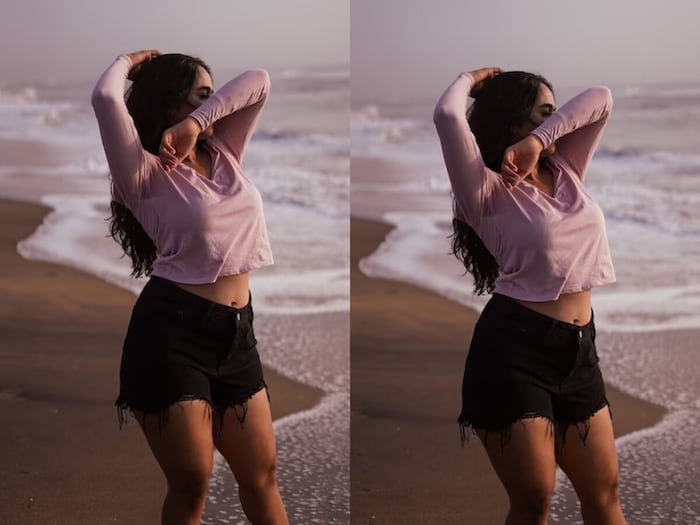 Deepti sunaina photoshoot on chennai beach in bold look fans loved it ...