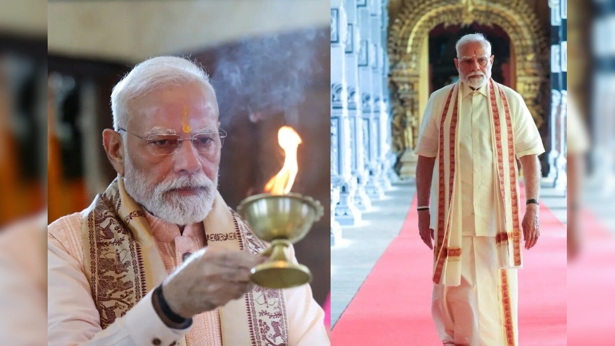 Pm modi dhoti look cr park durga puja kali mandir visit south india ...