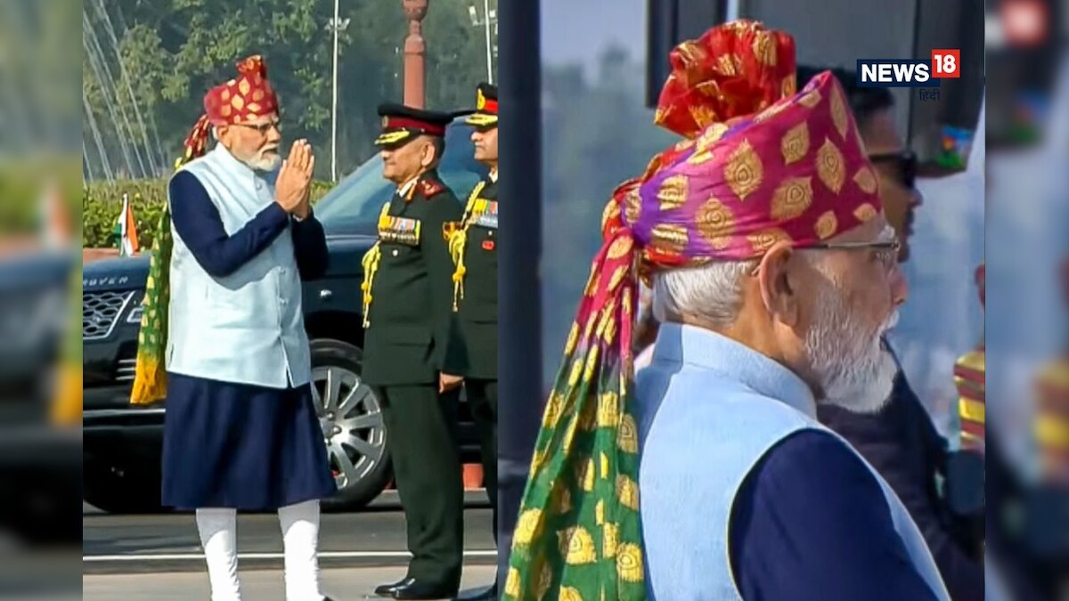 Republic day 2026 pm modi look multi color safa pagdi blue kurta sky ...