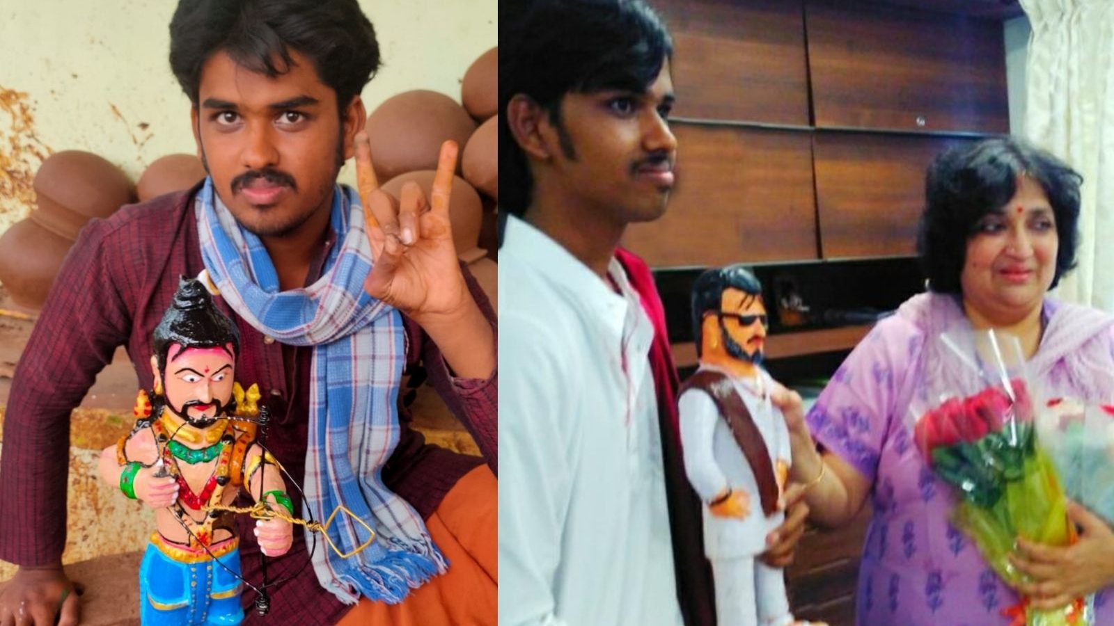 A clay artist who sculpted a statue of actor Rajini and get wish from ...