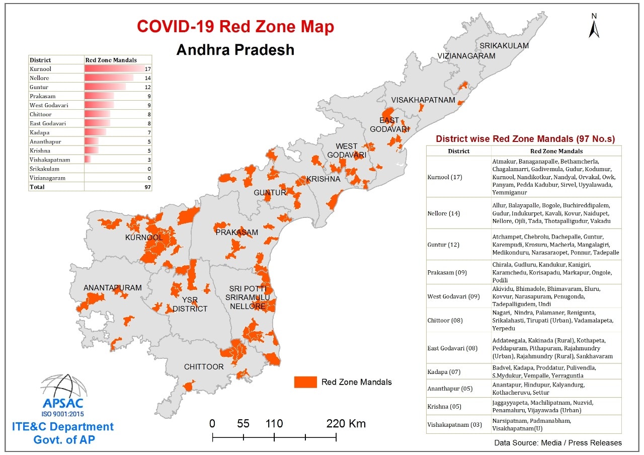 ఏపీలో కరోనా రెడ్‌జోన్‌లో 97 మండలాలు.. పూర్తి వివరాలు ఇదిగో ...