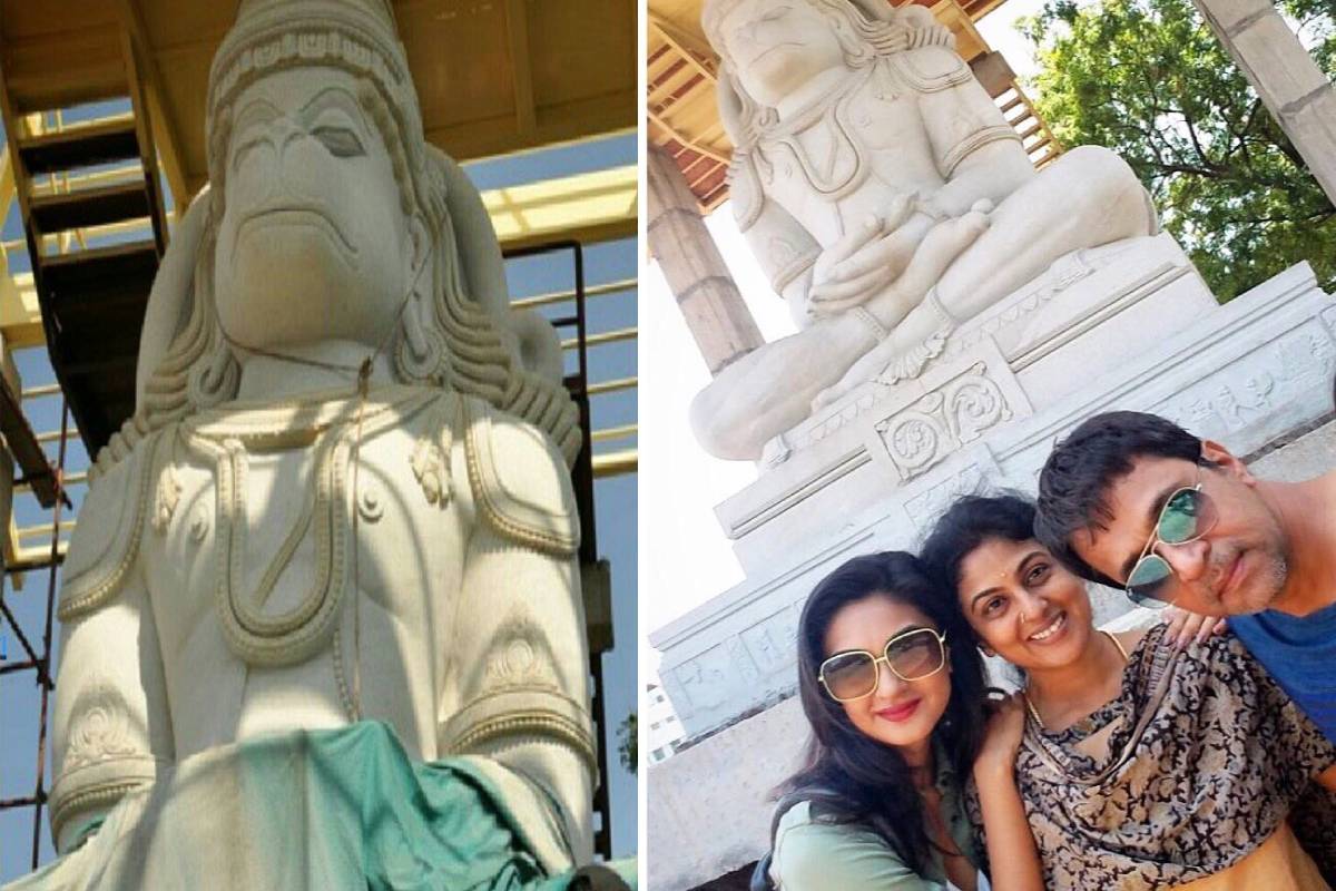 Anjaneya temple built by action king Arjun Sarja near Kumbhabhisheka in ...
