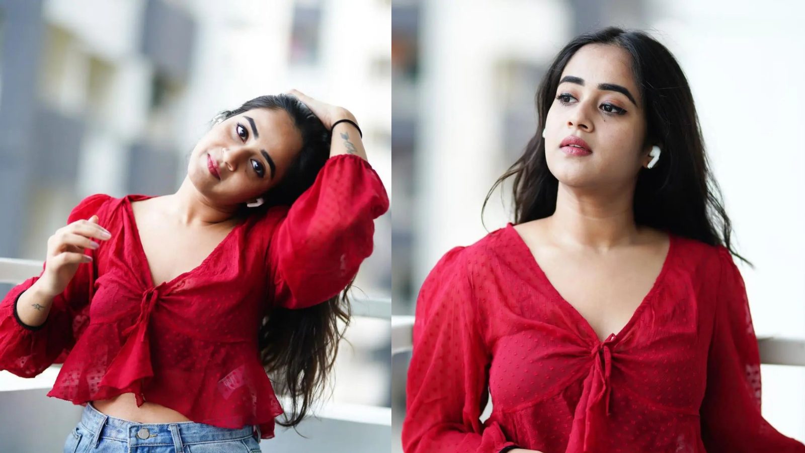 రెడ్ టాప్ జీన్స్ ప్యాంట్‌లో బిగ్‌బాస్ బ్యూటీ దీప్తి సునైనా ఫోటోషూట్ ...