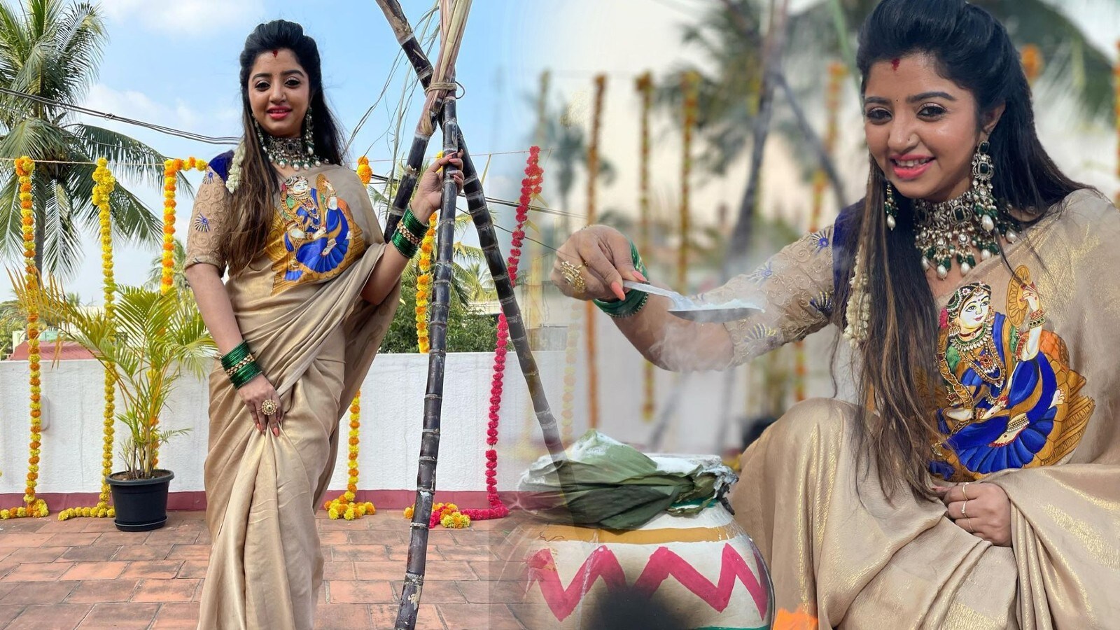 Mahalakshmi Ravindran : పెళ్లి తర్వాత మొదటి పొంగల్.. మహాలక్ష్మి ఖుషీ ...