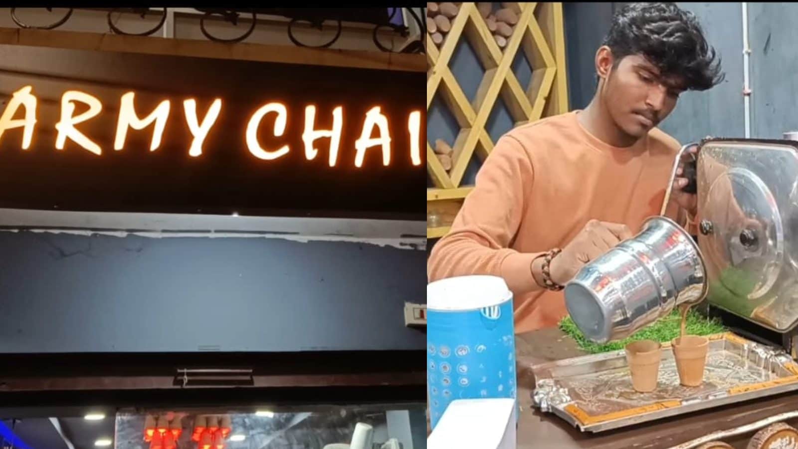కరీంనగర్‌లో ఆర్మీ చాయ్ వాలా పేరుతో టీ సెంటర్ | tea center named Army Chai Wala at Karimnagar ...