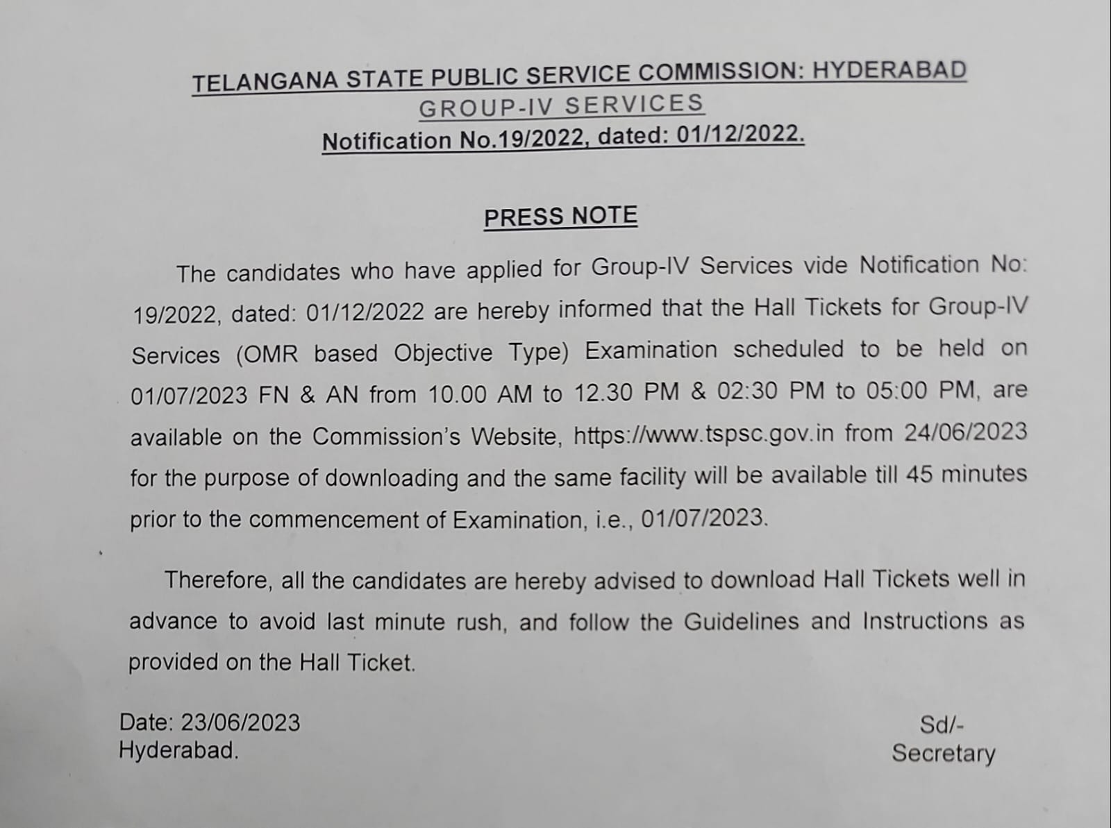 TSPSC Group-4 Hall Tickets: రేపటి నుంచే గ్రూప్-4 హాల్ టికెట్లు.. డౌన్ లోడ్ డైరెక్ట్ లింక్ ఇదే ...