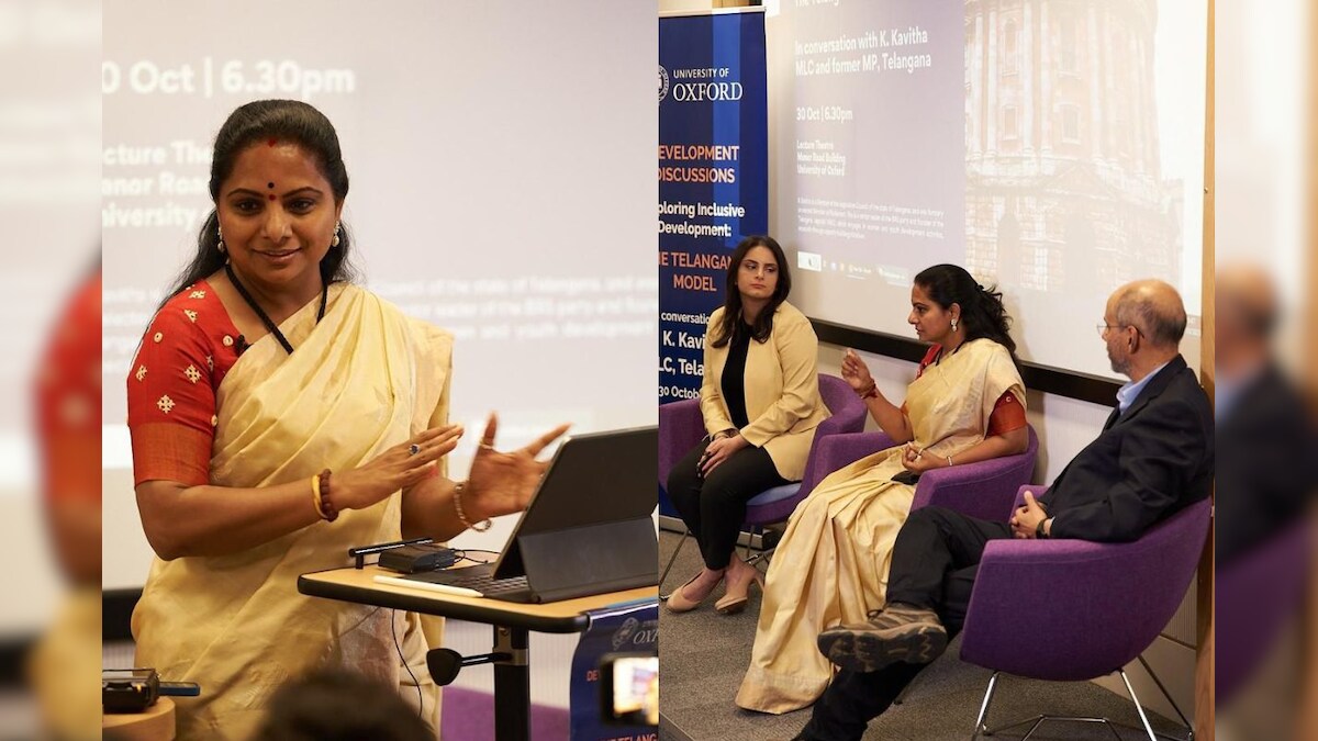 దేశానికి దిక్సూచి తెలంగాణ మోడల్.. ఆక్స్‌ఫర్డ్‌లో అదరగొట్టిన కవిత | brs mlc kavitha delivers ...