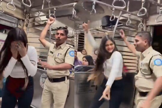 ముంబై లోకల్ ట్రైన్లో యువతితో కలిసి డ్యాన్స్ చేసిన పోలీస్ వీడియో వైరల్ ...