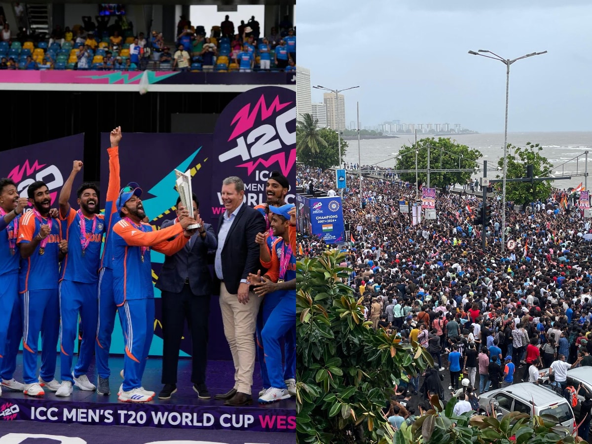Team India : టి20 ప్రపంచకప్ వీరులకు ఘన స్వాగతం.. జనసంద్రమైన ముంబై ...