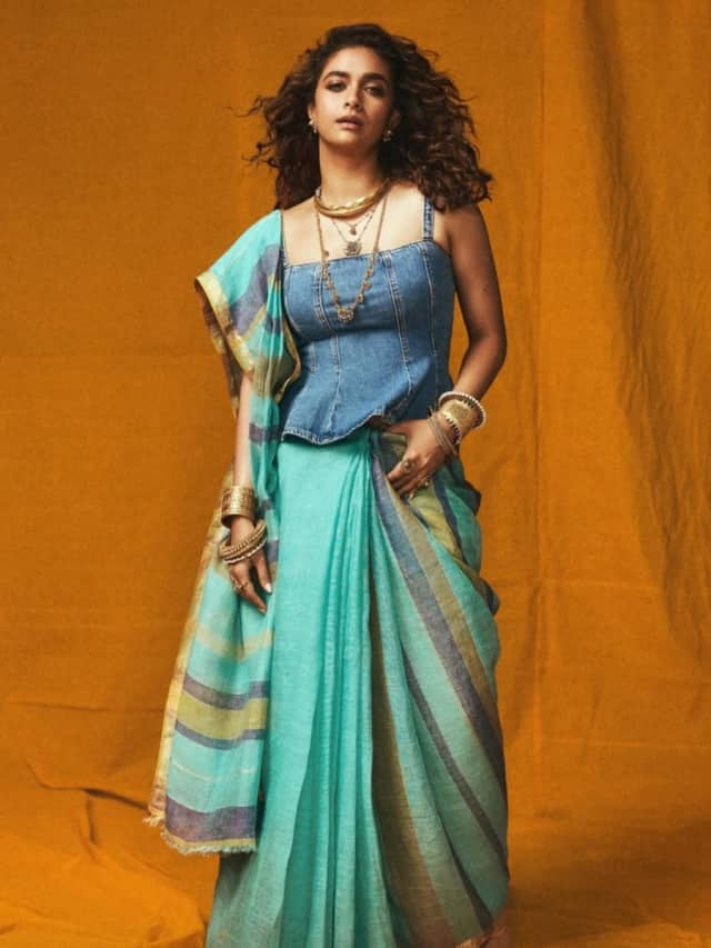 Pair your saree with denim blouses, gajras, crop tops, and more